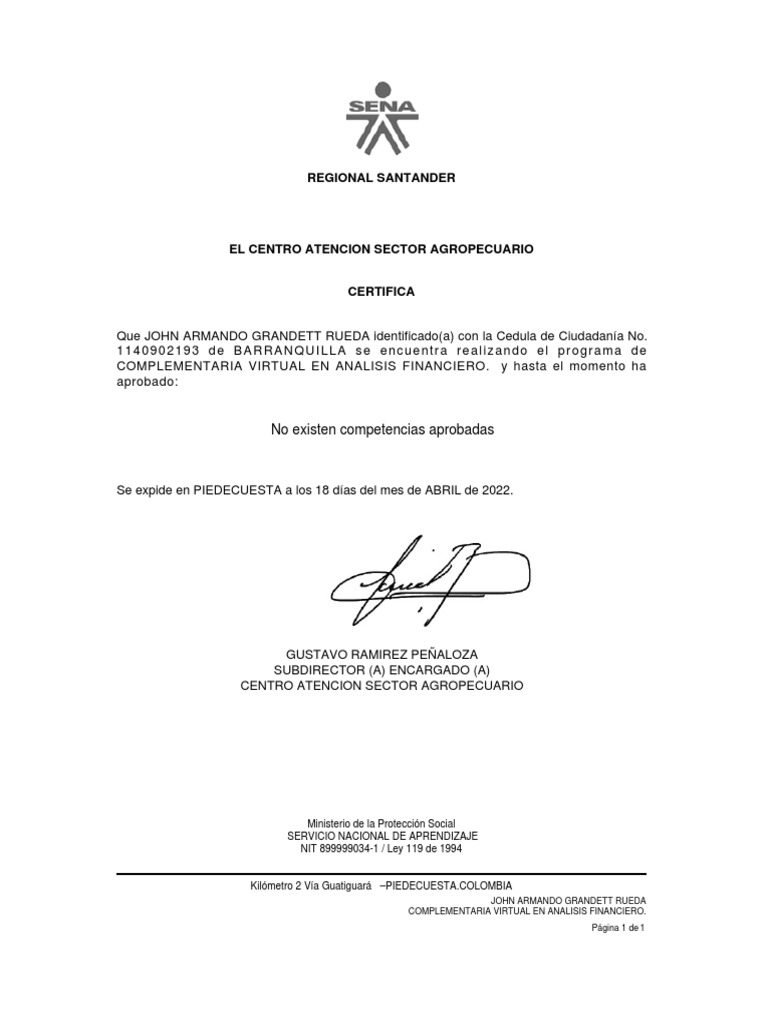 Constancia Complementaria | PDF