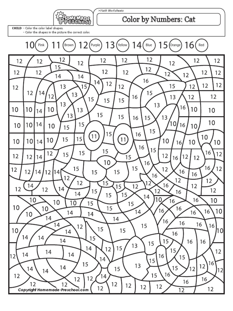 Color by Numbers Cat | PDF