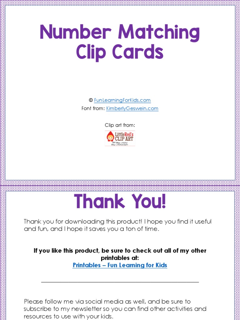 Number Matching Clip Cards | PDF | Internet | Mass Media