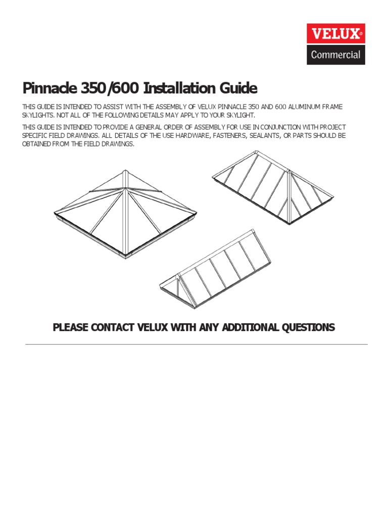 Flyer Commercial Installation Instructions Pinnacle 350 - 600 V 4914 ...