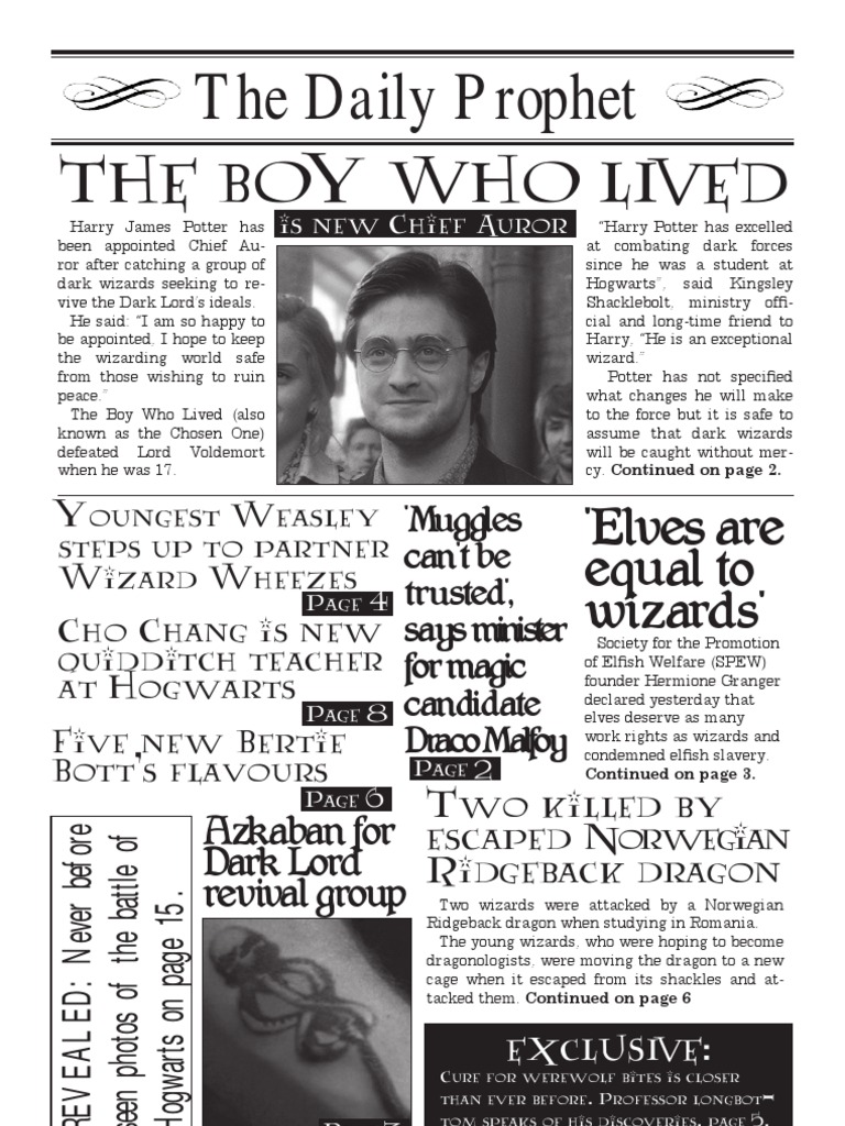 Daily Prophet: Harry Potter's New Role | PDF | Law | Mystery, Thriller ...