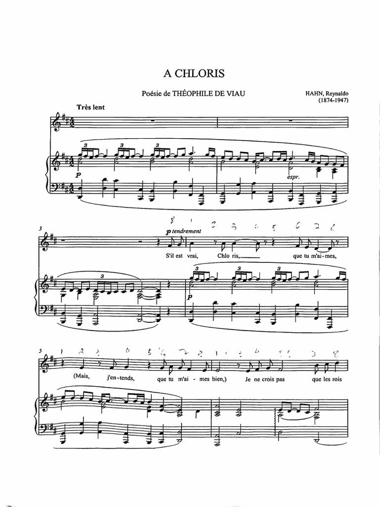 A Chloris - Reynaldo Hahn | PDF