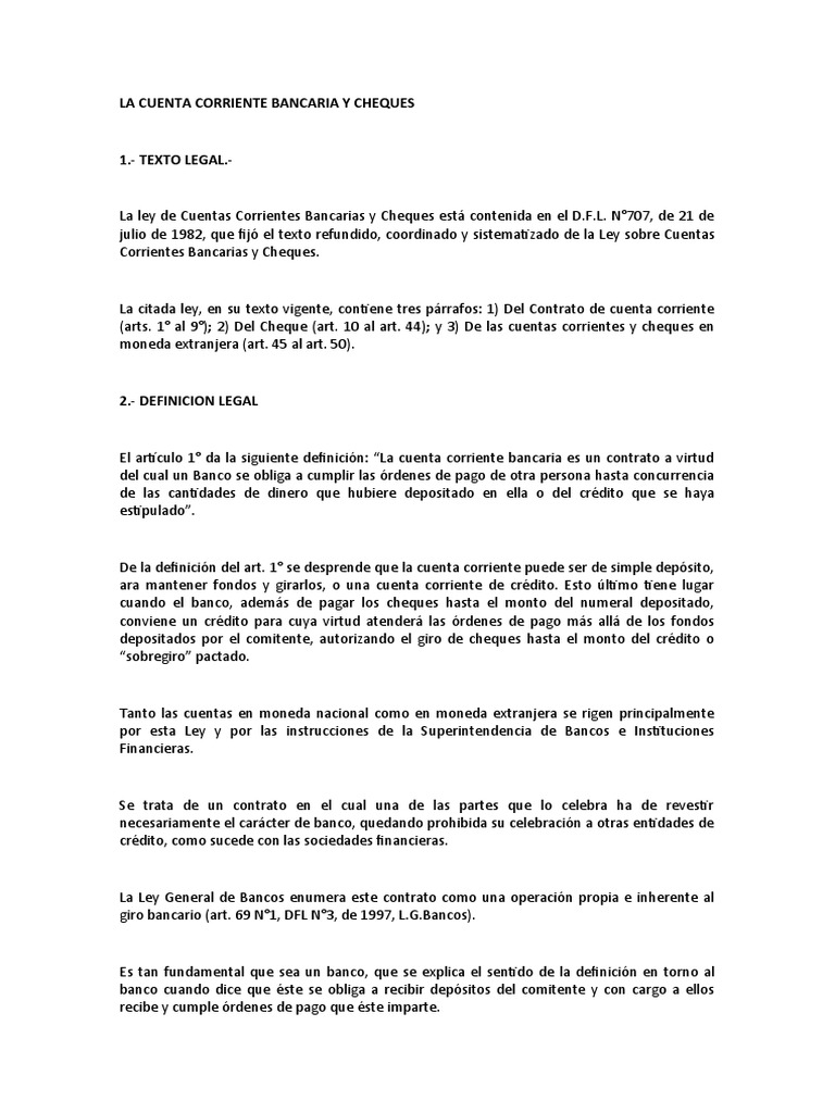 La Cuenta Corriente Bancaria y Cheques | PDF | Cheque | Bancos