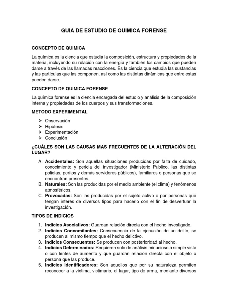 Guia de Estudio de Quimica Forense | PDF | Química | Science