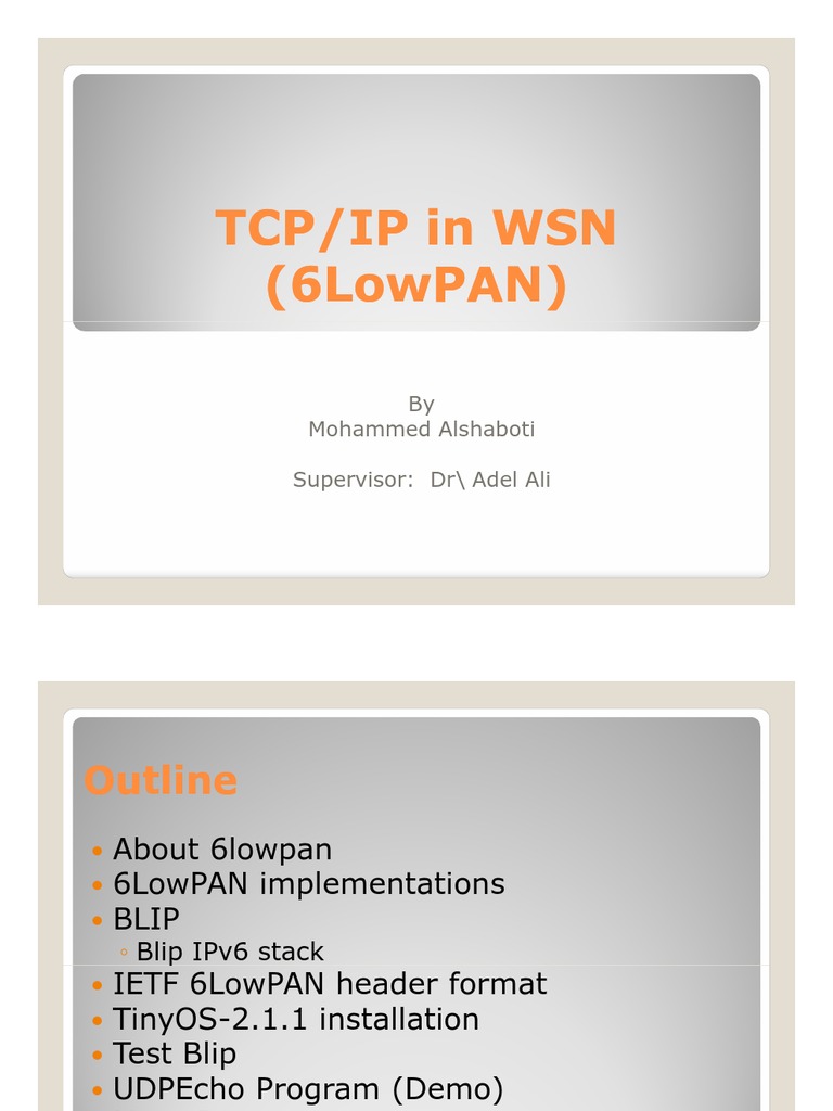 6LowPAN Presentation | PDF | Internet Protocols | I Pv6