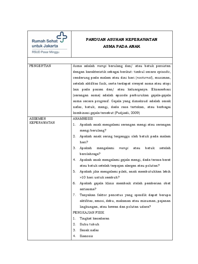 Panduan Asuhan Keperawatan Asma pada Anak | PDF