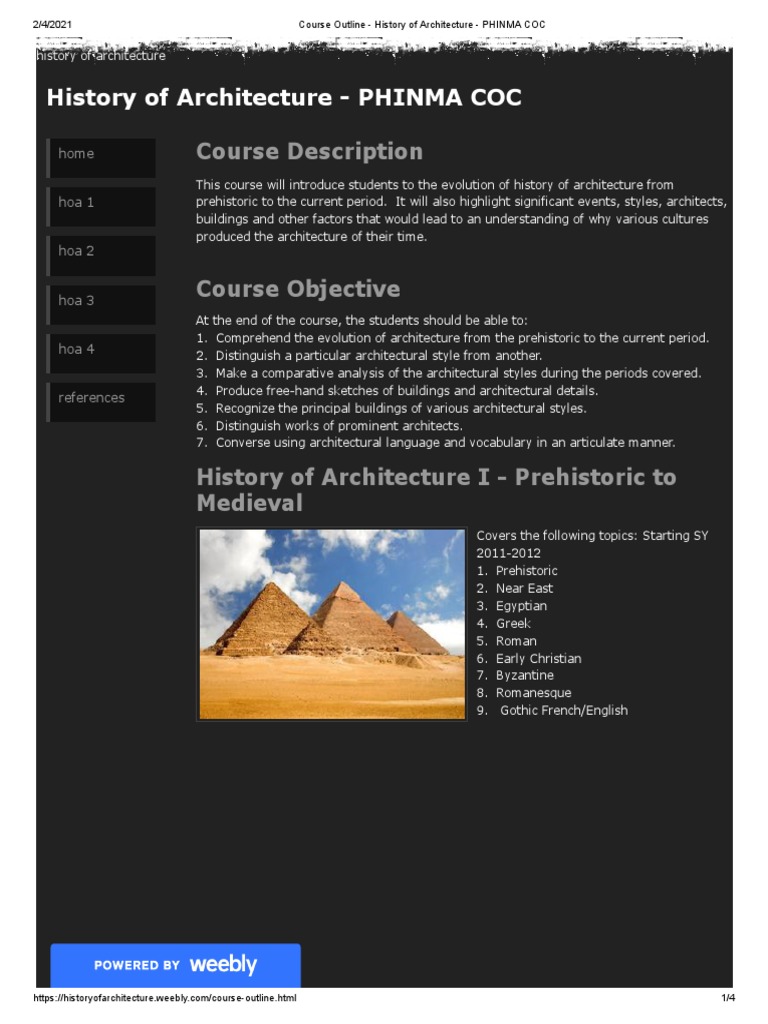 PHINMA COC History of Architecture Course | PDF | Art