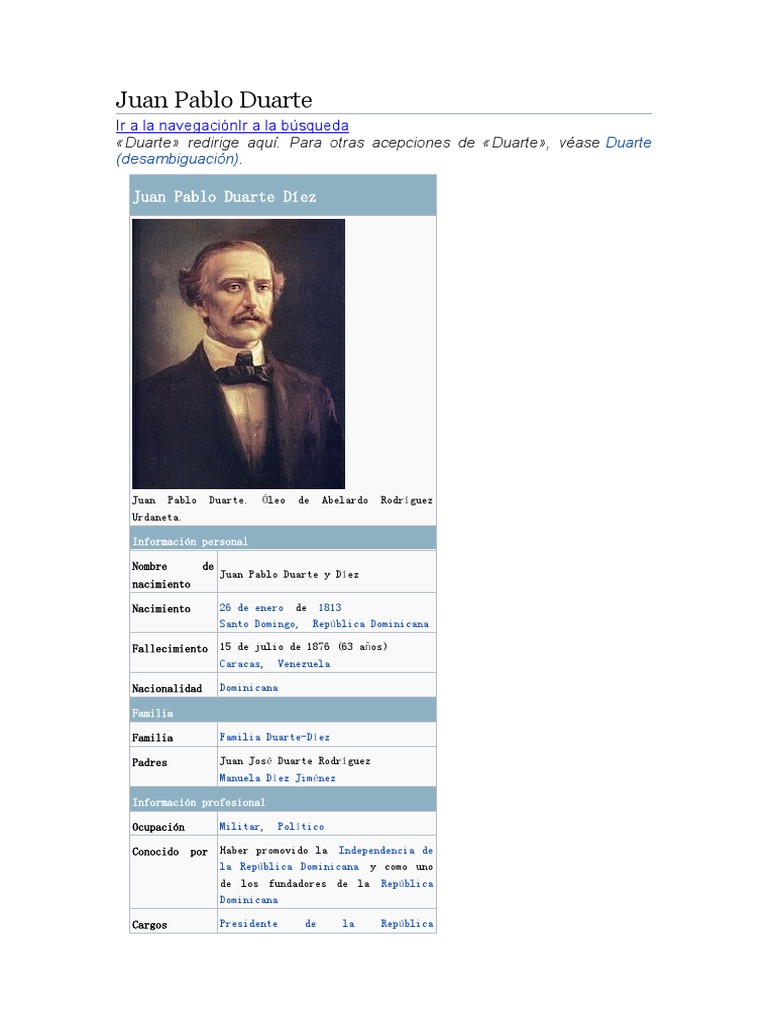 Biografía de Juan Pablo Duarte | PDF