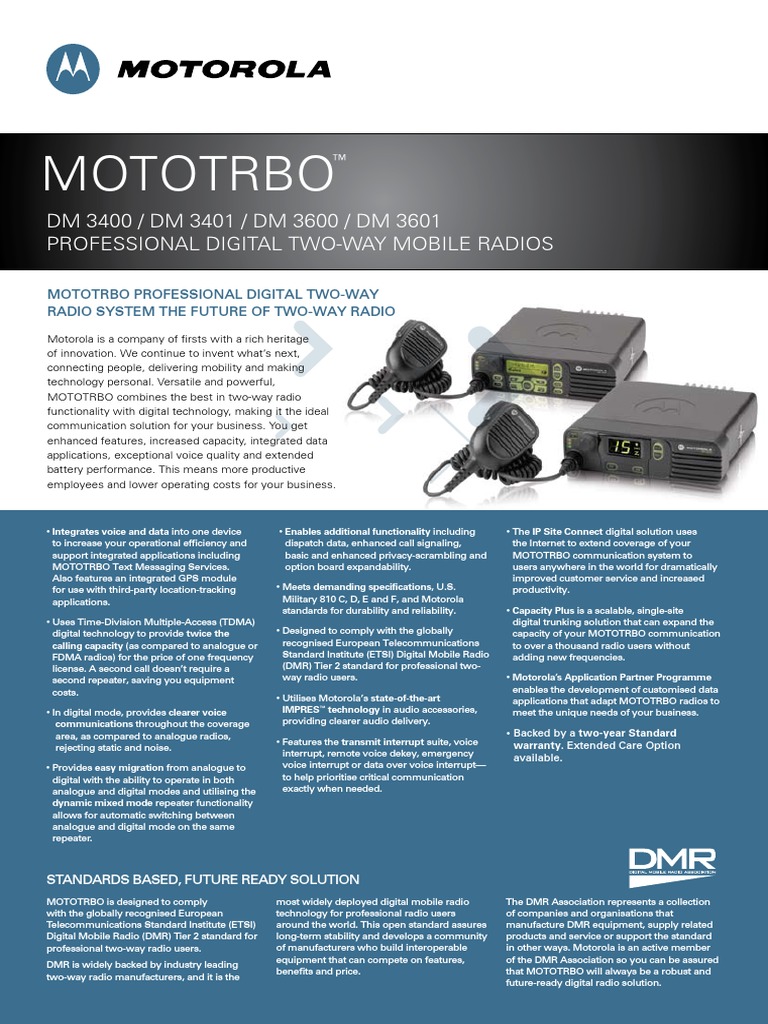 dm3400 3401 Spec Sheet | PDF | Radio | Electronics