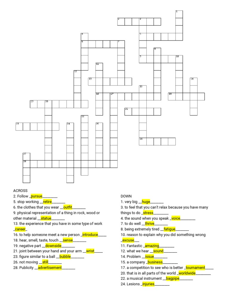 Keynote Book 1 Unit 4 Crossword Puzzle Teachers Version | PDF