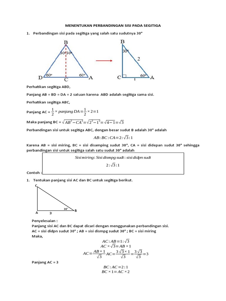 Menentukan Perbandingan Sisi Pada Segitiga | PDF