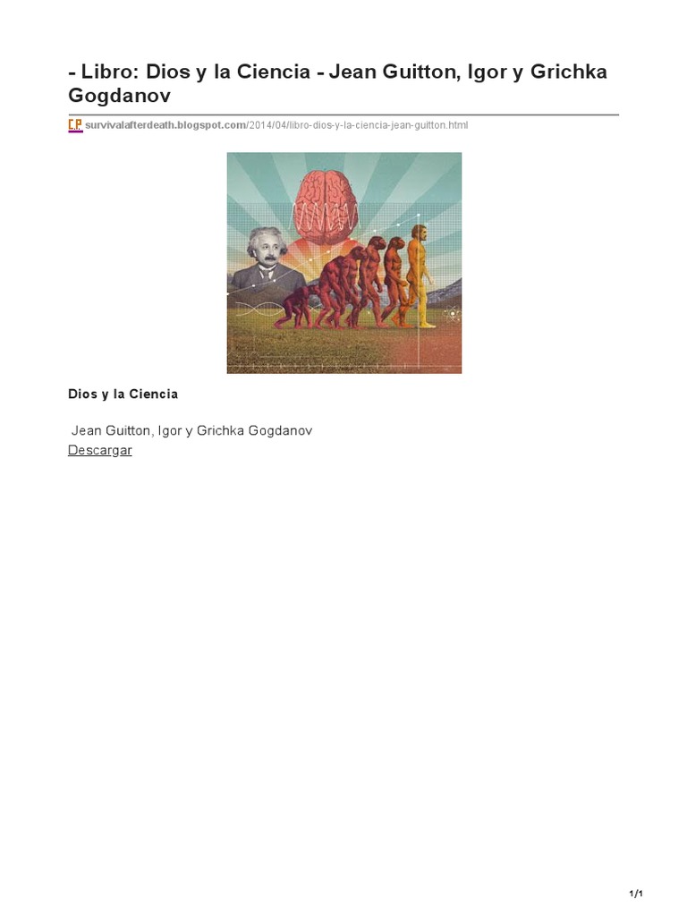 Libro Dios y La Ciencia - Jean Guitton Igor y Grichka Gogdanov | PDF ...