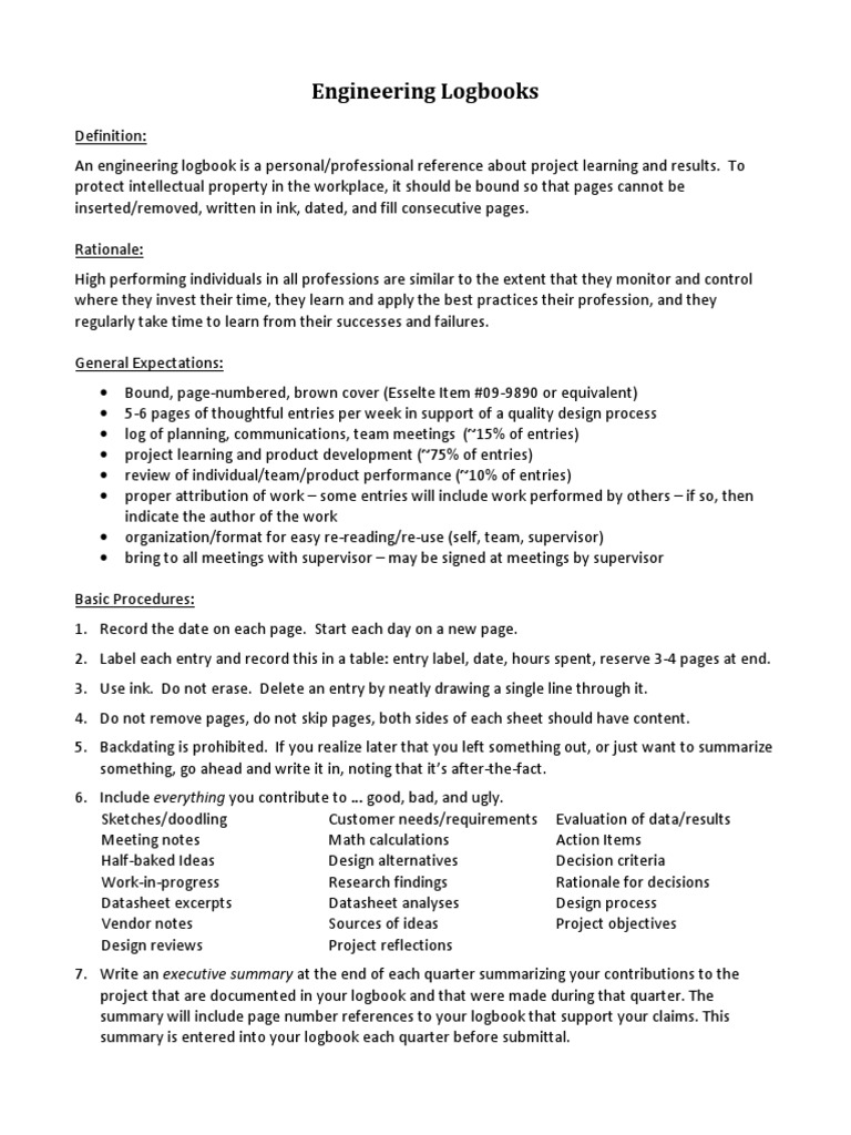 Engineering Logbooks | Download Free PDF | Business | Computing
