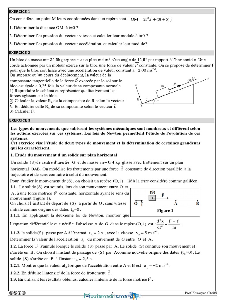 Exercices PC 2bac Science International FR 14 3 | PDF | Accélération ...