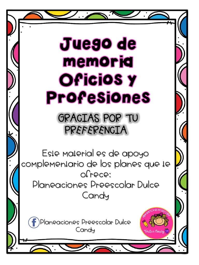 Juego Memoria Oficios y Profesiones | PDF
