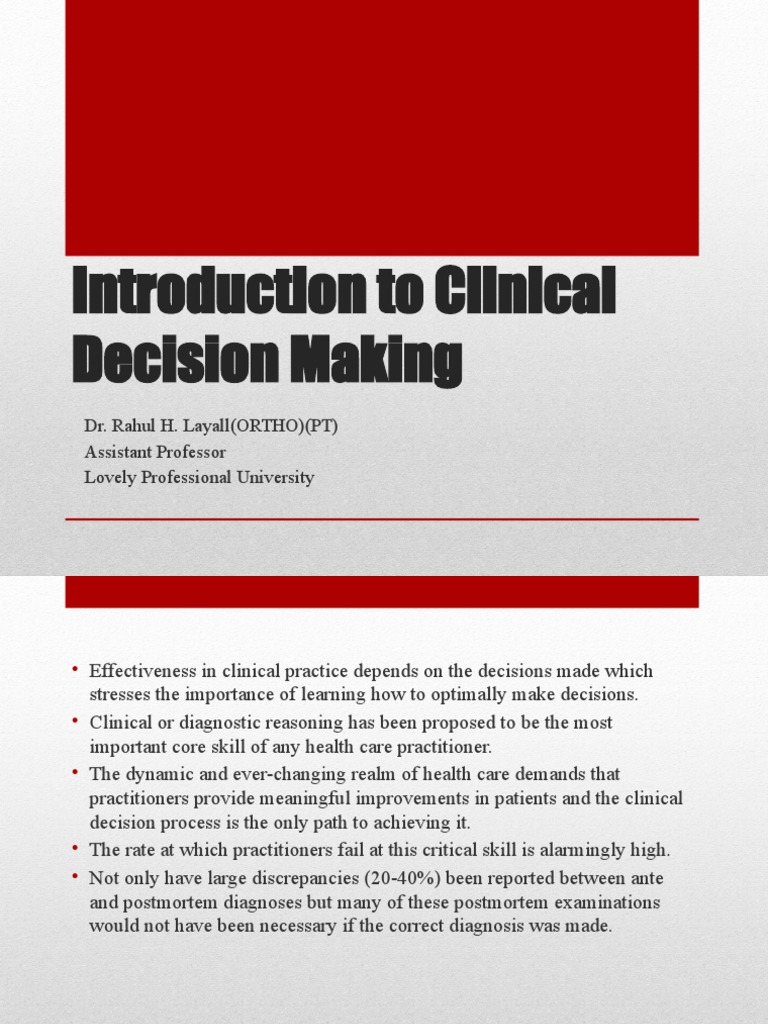 Introduction To Clinical Decision Making | PDF | Medical Diagnosis ...