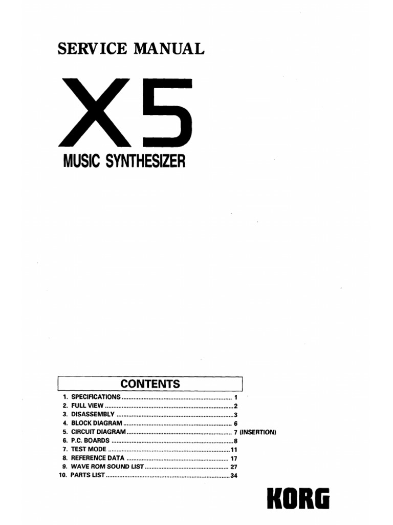 Korg X5 Service Manual | PDF