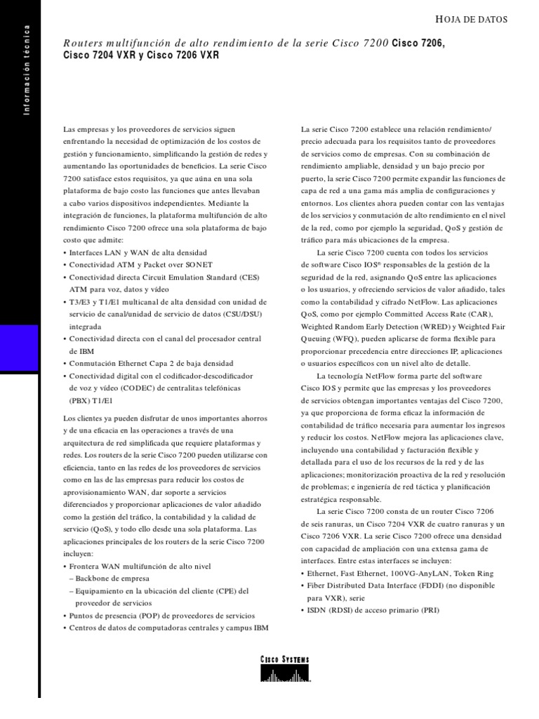 Cisco 7206 7204vxr 7206vxr Pdf Red Privada Virtual Red De área Amplia