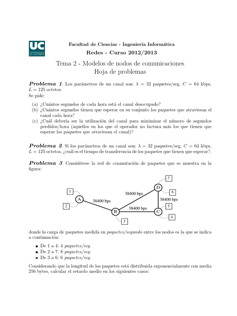 Tema 2 - Modelos de Nodos de Comunicaciones Hoja de Problemas | PDF | Enrutador (Computación ...