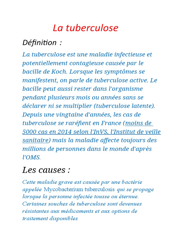 Comprendre La Tuberculose – FFDW
