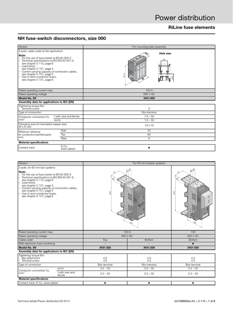 Power Distribution Components Technical Specifications And