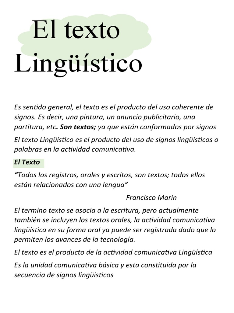 El texto Lingüístico | PDF