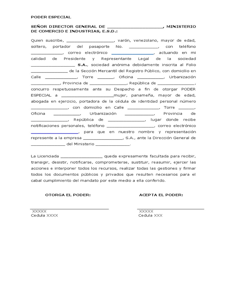 Modelo de PODER ESPECIAL | PDF