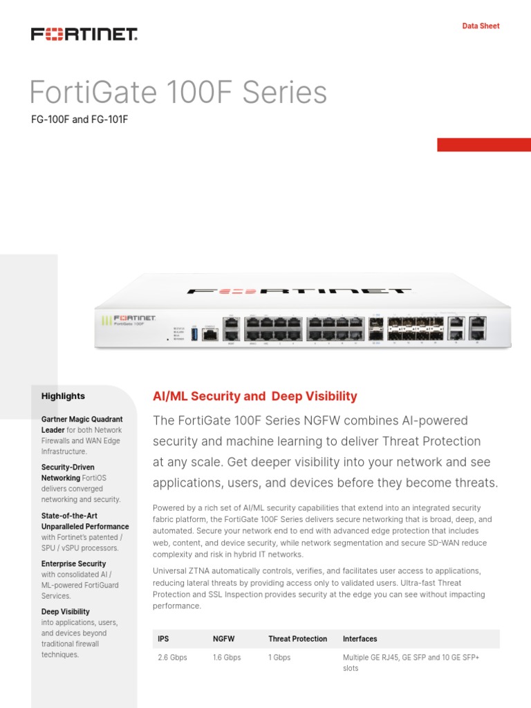 Fortigate 100f Series | Download Free PDF | Computer Network | Security