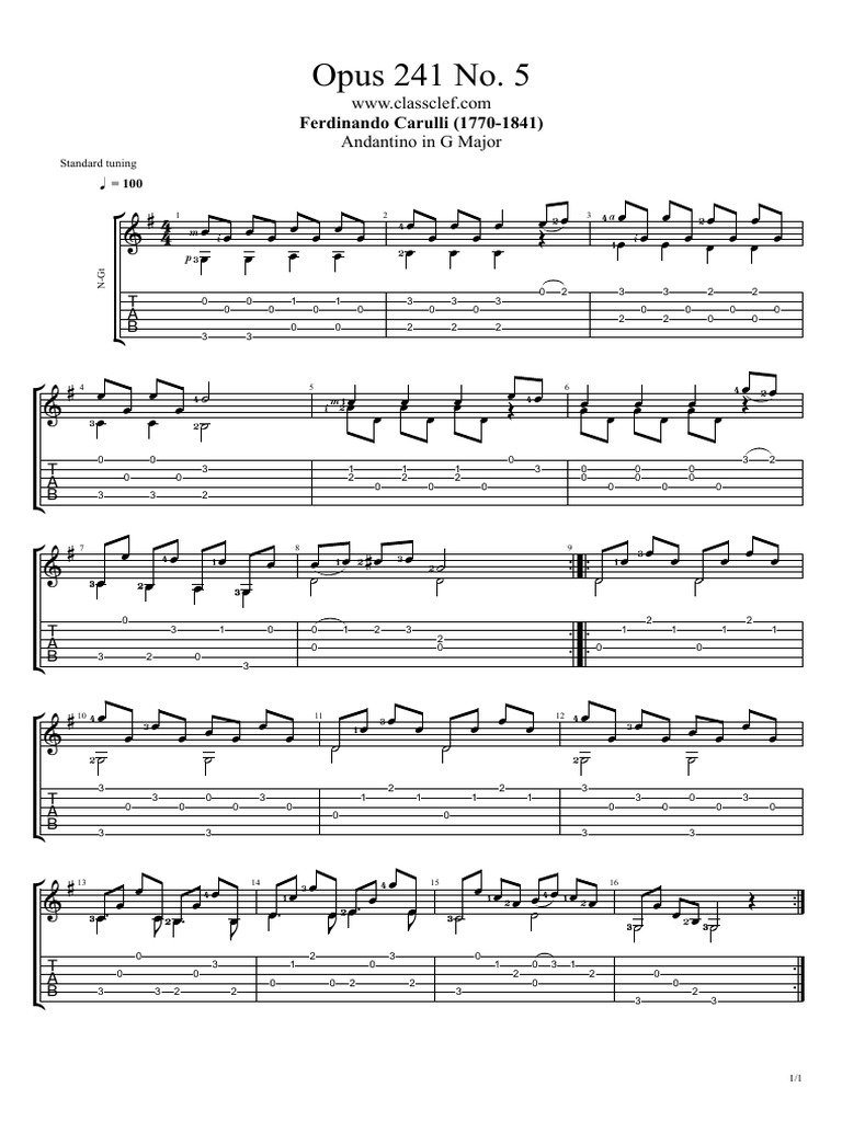 Andantino in G Major by Ferdinando Carulli | PDF