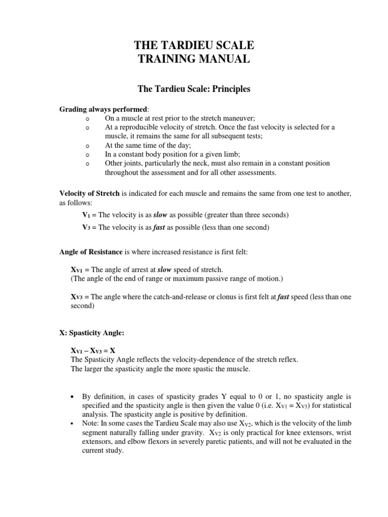 Tardieu Scale Training Manual | PDF | Anatomical Terms Of Motion | Arm