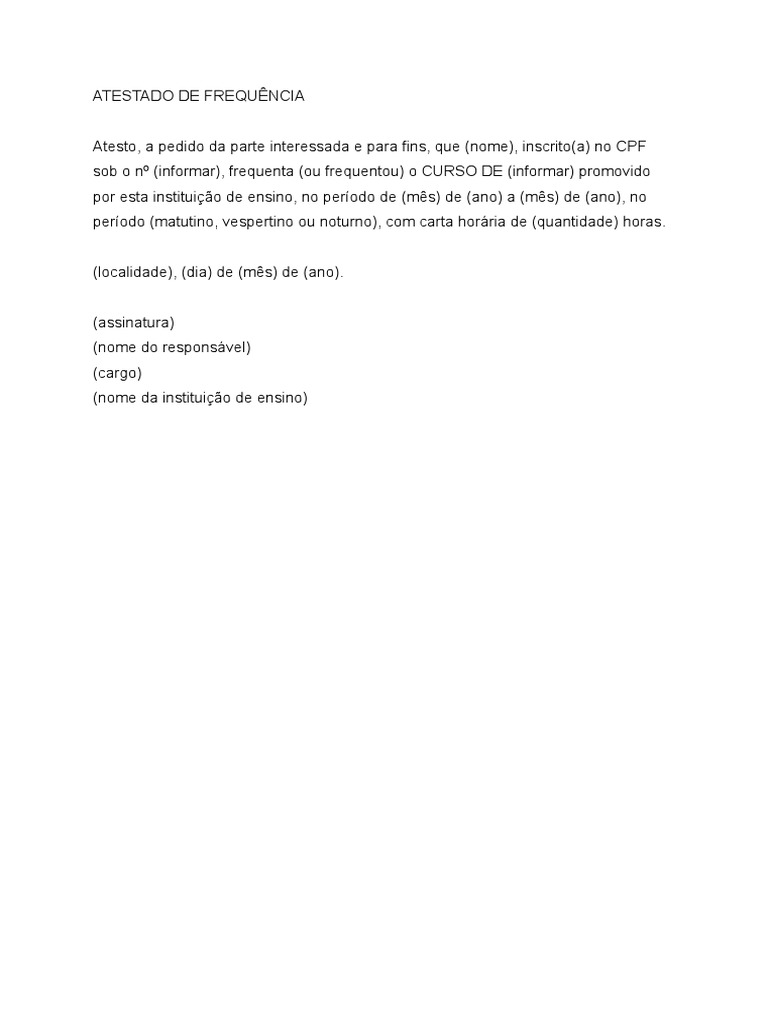 Atestado de Frequência Escolar | PDF
