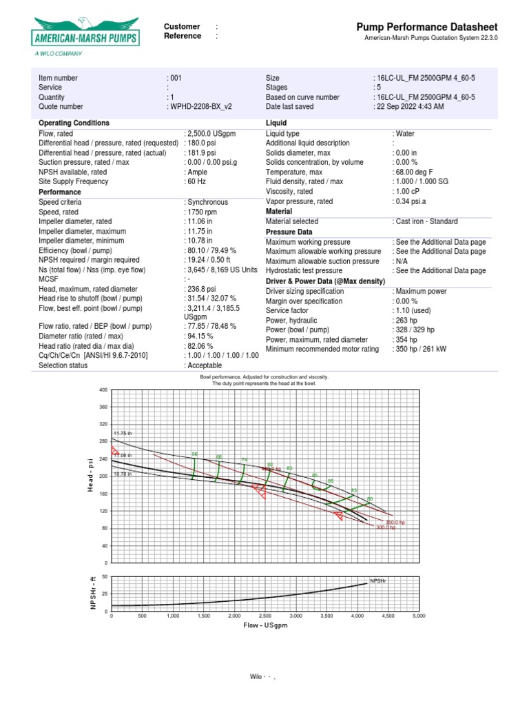 2500 GPM X 180 Psi - VTP ULFM | PDF | Pump | Pressure