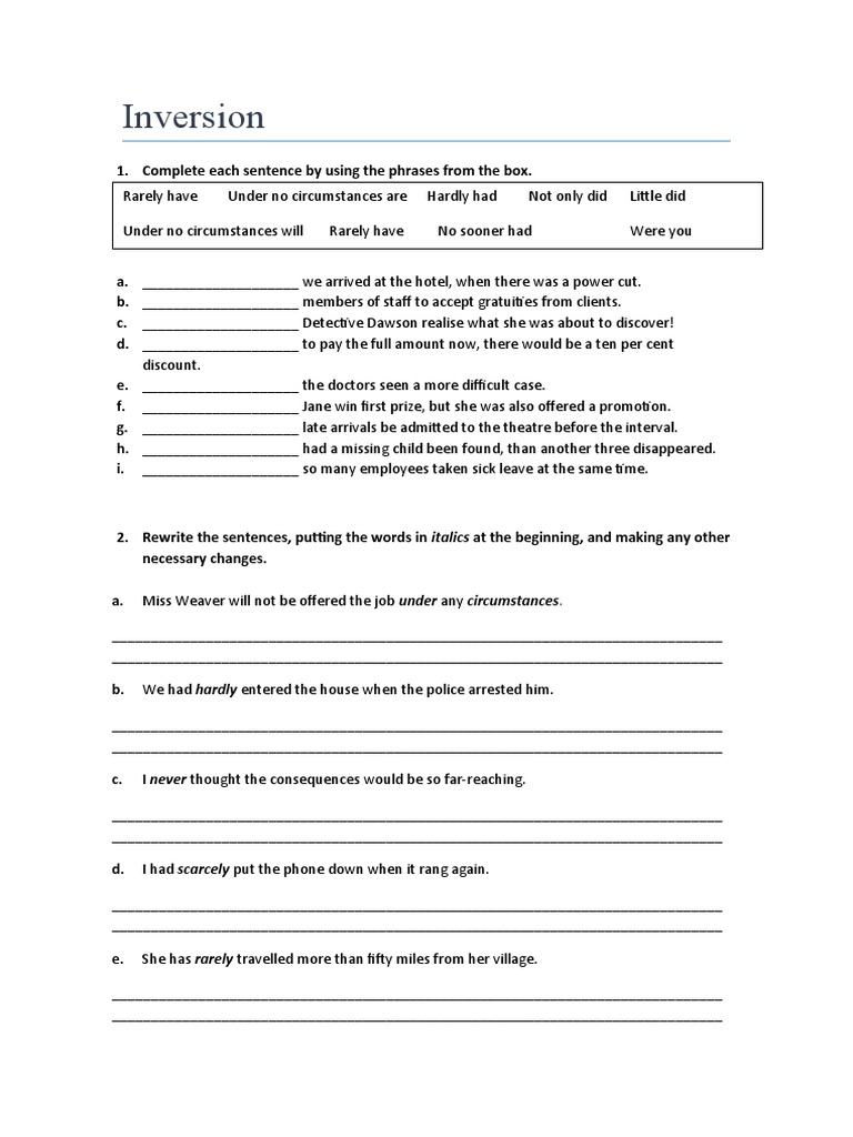 CPE Inversions Worksheet | PDF | Crimes | Crime & Violence