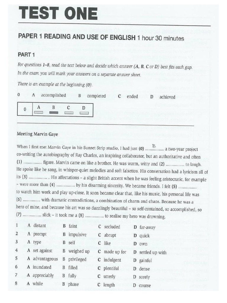 CPE Practice Test 1 Paper 1 | PDF