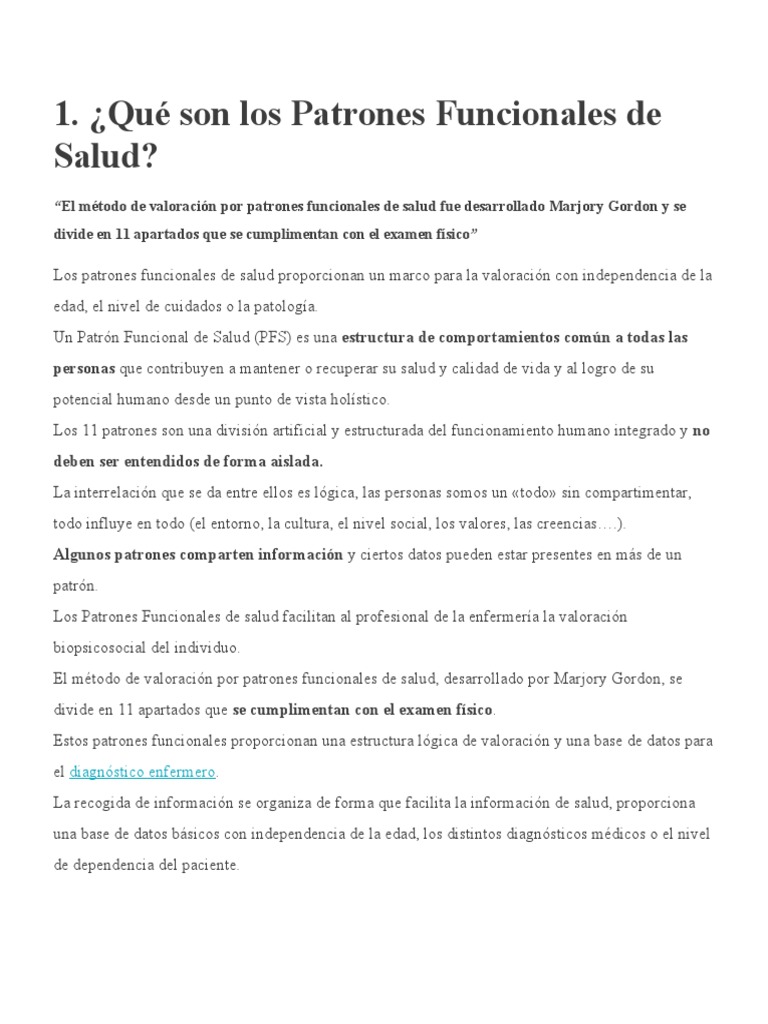 Patrones de Gordon | PDF | Dormir | Dieta