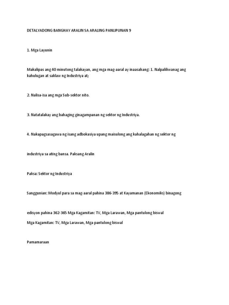 Aral. Pan. Lesson Plan | PDF