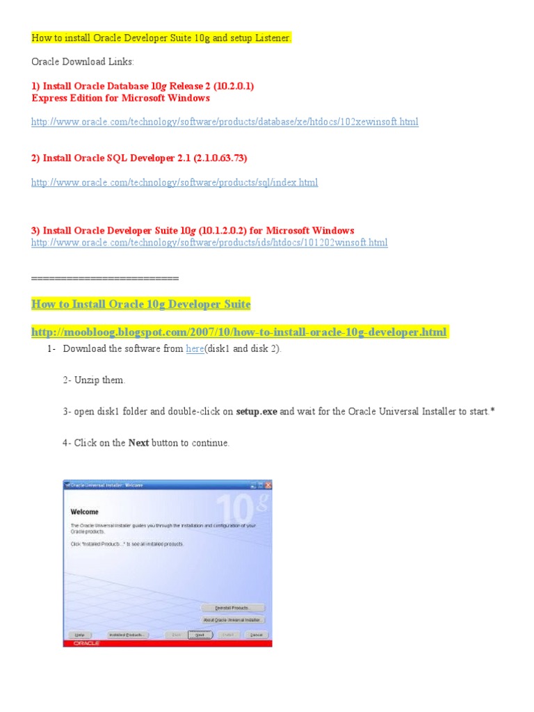 How To Install Oracle Developer Suite 10g And Setup Listener Pdf Oracle Database Java 5613