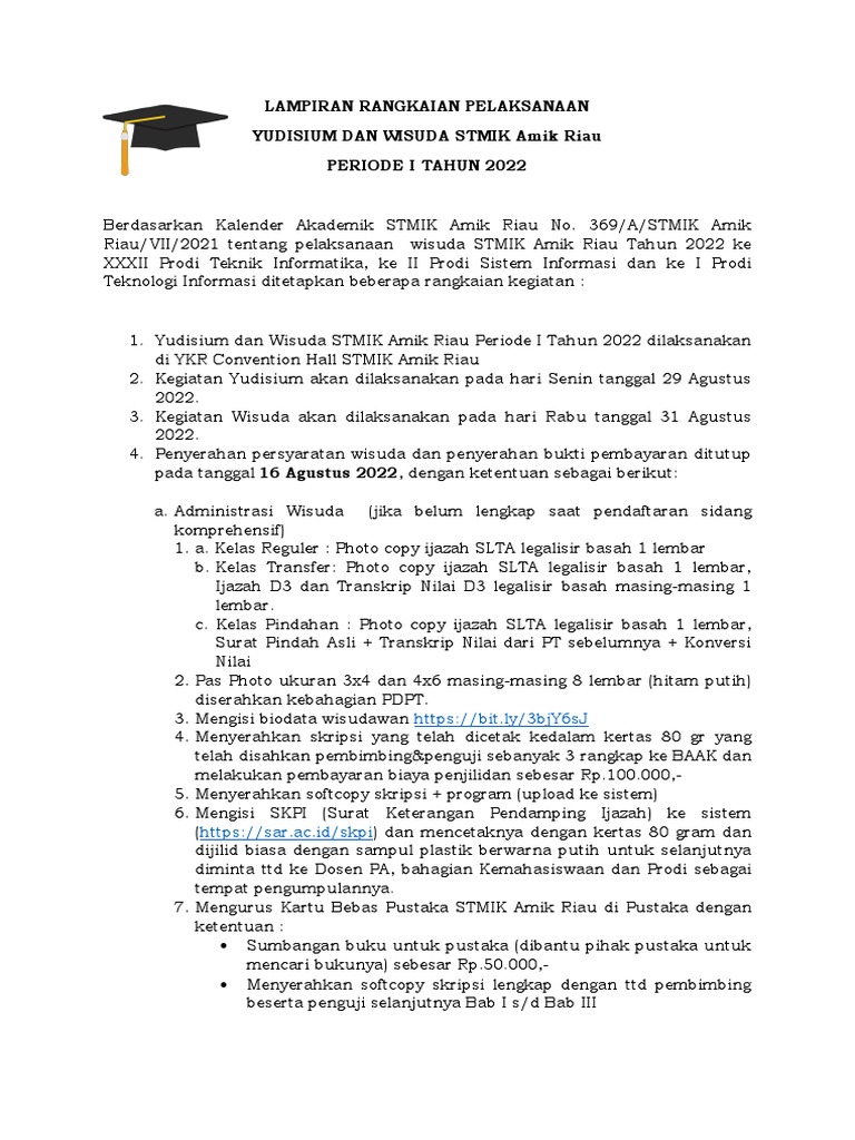 Lampiran Rangkaian Pelaksanaan Wisuda Tahun 2022 | PDF
