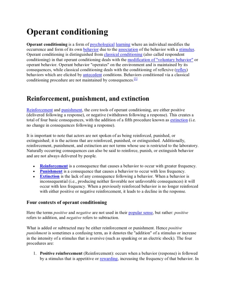 Operant Conditioning | PDF | Reinforcement | Classical Conditioning