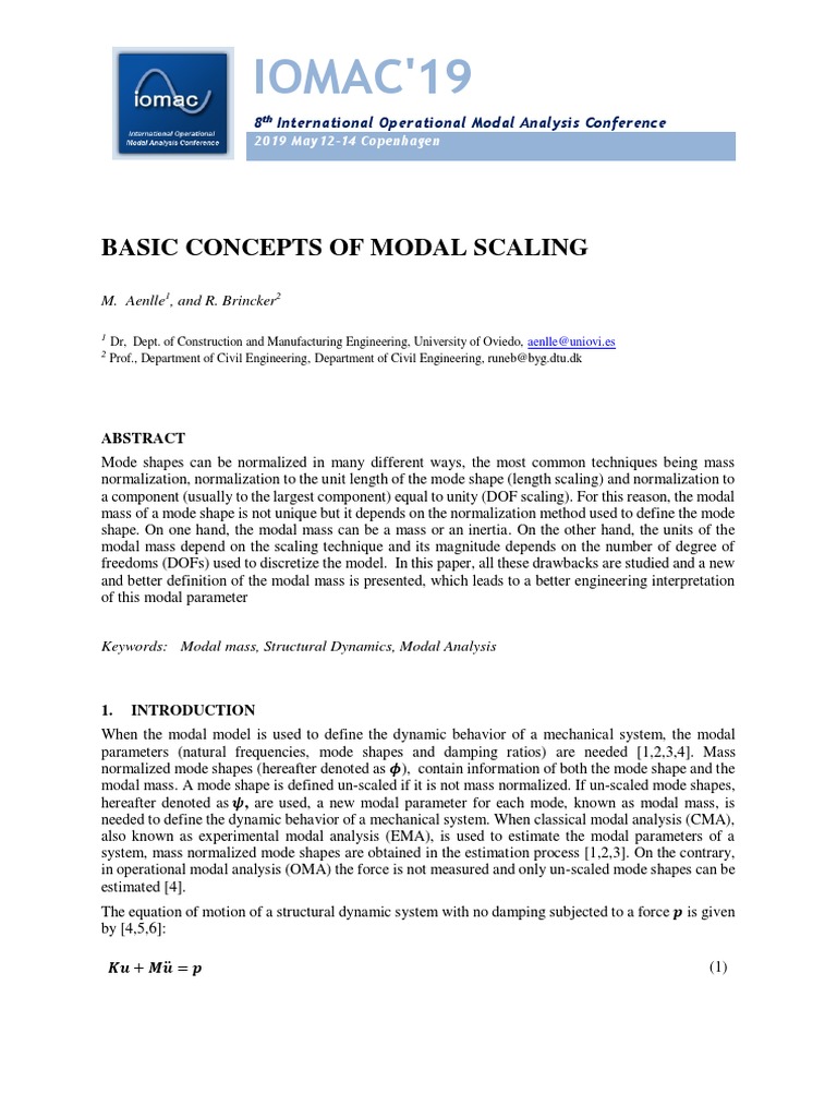 IOMAC'19: Basic Concepts of Modal Scaling | PDF | Euclidean Vector ...