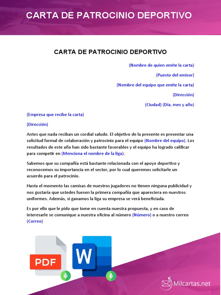 Solicitud de Patrocinio Deportivo | PDF | Deportes y actividades al ...