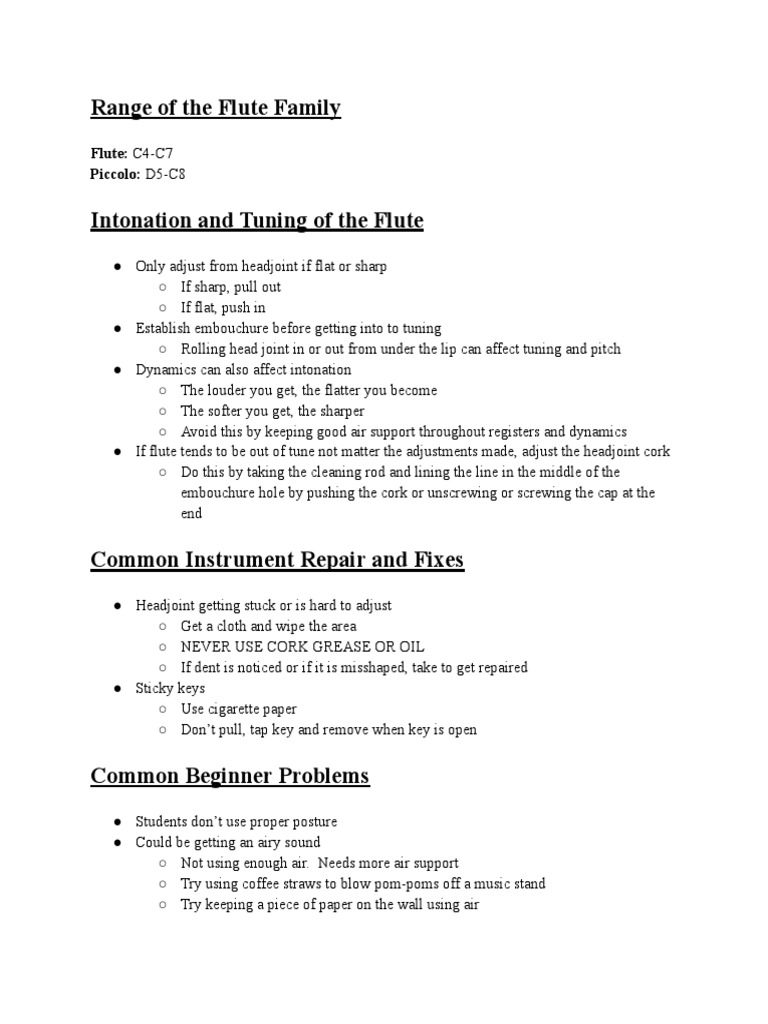 Cheat Sheet For Flute | PDF