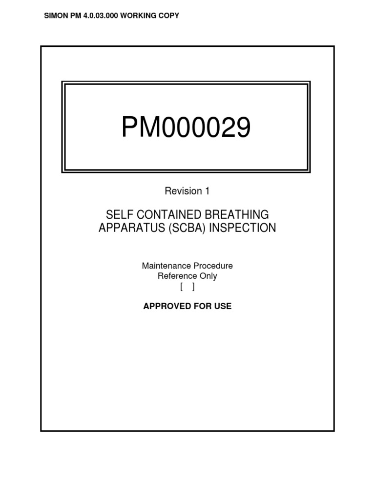 SCBA Inspection SIMON PM | PDF | Equipment | Safety