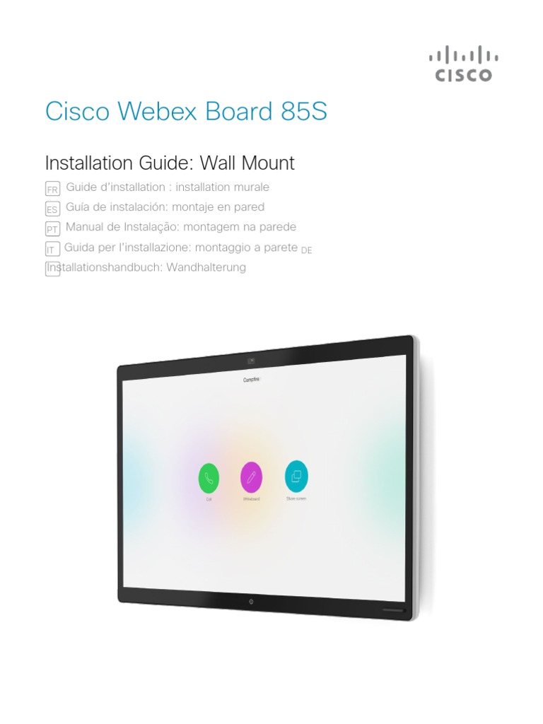 Webex Board 85s With Wallmount Installation Guide | PDF | Protocole sur ...