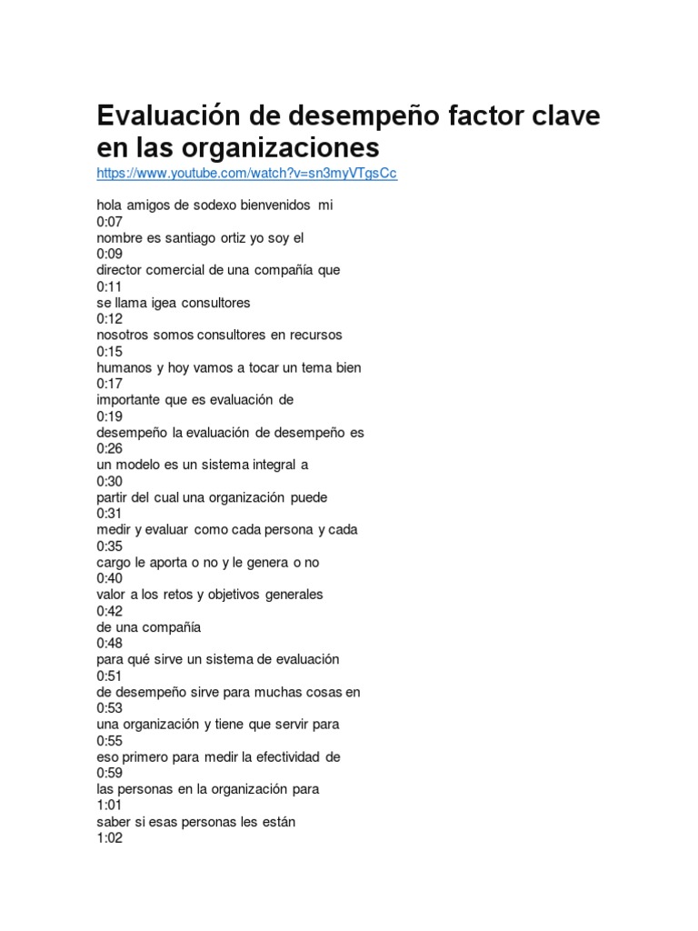 Evaluación de Desempeño Factor Clave en Las Organizaciones | Descargar gratis PDF | Business
