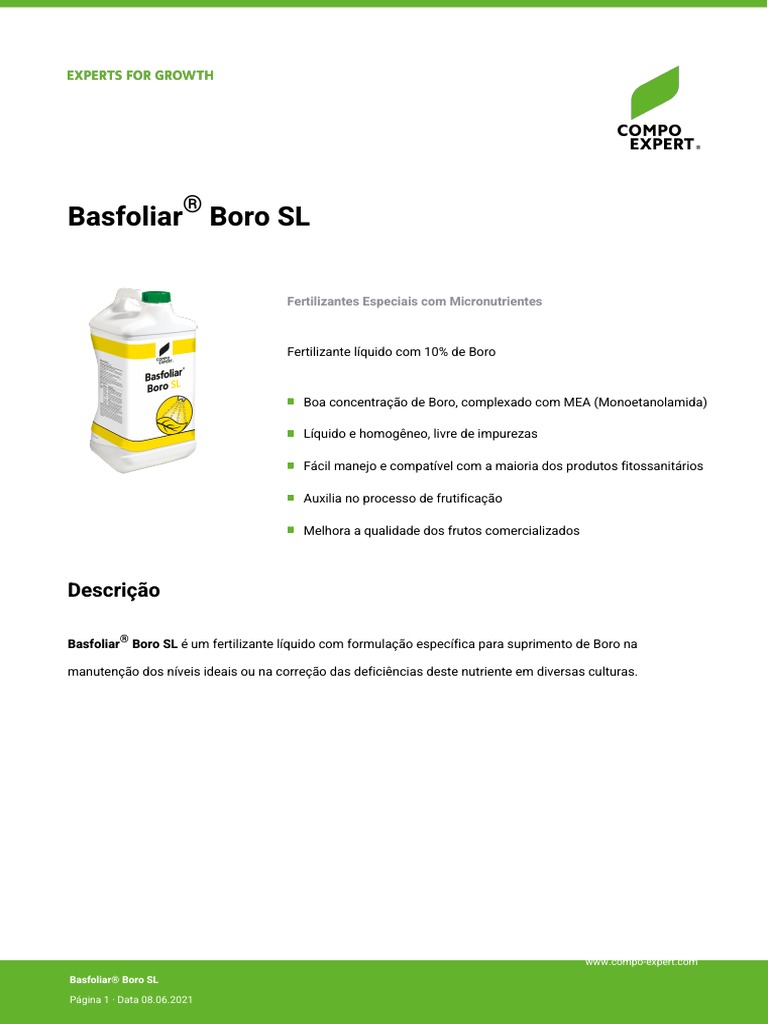Basfoliar Boro SL | PDF | Fertilizante | Boro