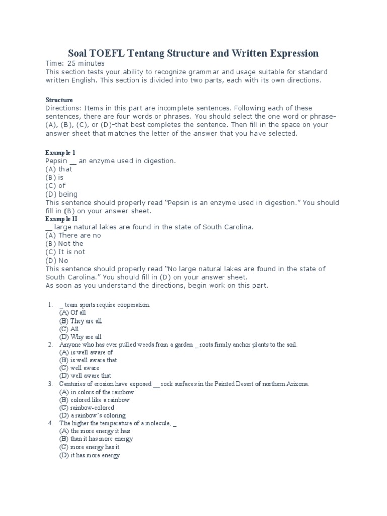 TOEFL Structure and Written Expression Guide | PDF | Sun | Stars