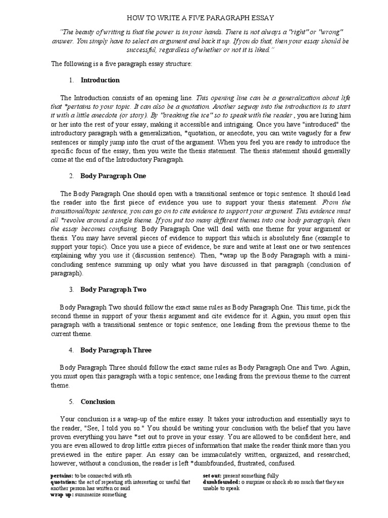 How To Write A Five Paragraph Essay | PDF | Essays | Reason