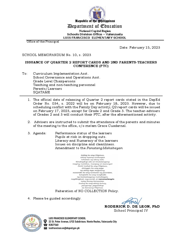 School Memorandum No | PDF | Wellness | Social Science