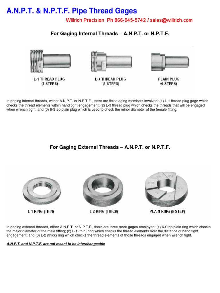 Gaging Practices for Internal and External ANPT, NPTF, and NPT Taper Pipe Threads | PDF | Screw ...